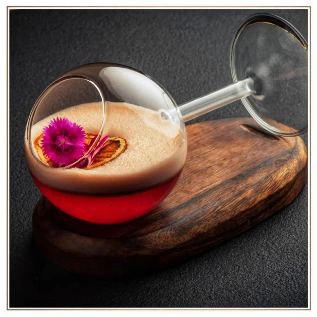 Tilted Cocktail Glass with Wooden Base (400 ML) – Modern Yard Official